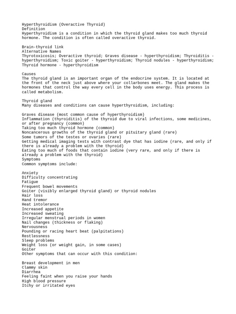 Hyperthyroidism (Overactive Thyroid) | PDF | Hyperthyroidism | Thyroid