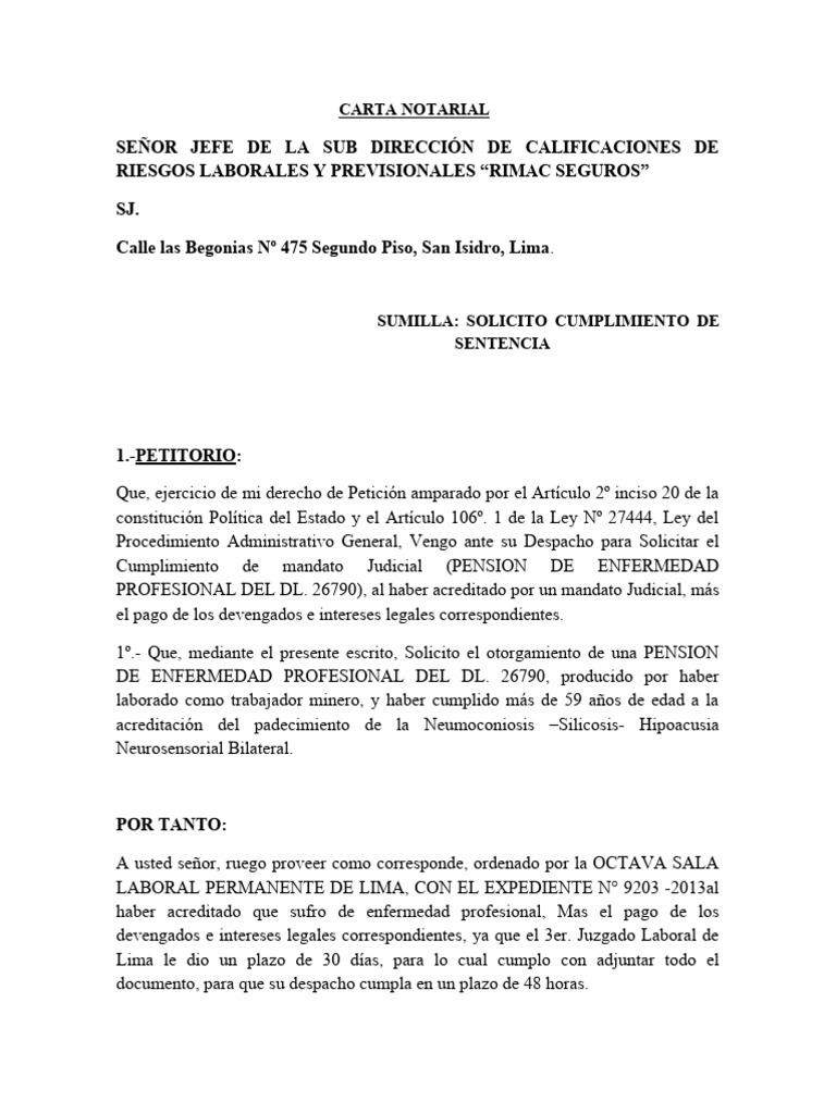 Carta Notarial Rimac | PDF