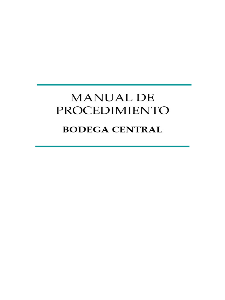 Manual Procedimientos Bodega Municipal | PDF