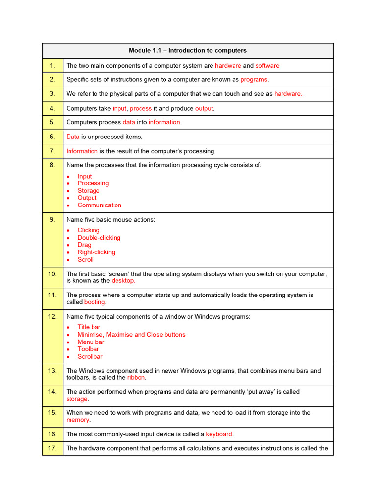 1 - 1 IntroComp ANSWERS | PDF