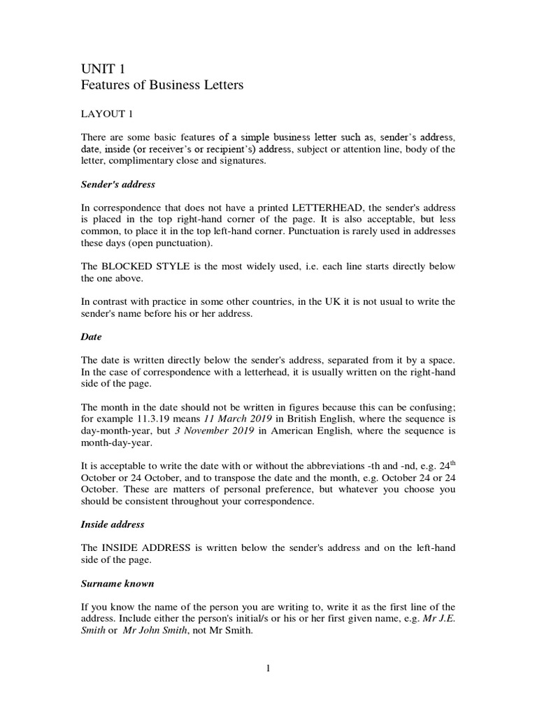 Handout Business English Unit 1 | PDF | Esquire | Madam