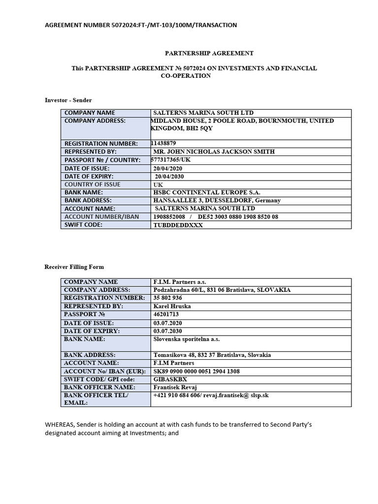 Partnership Agreement | PDF | Specific Performance | Private Law