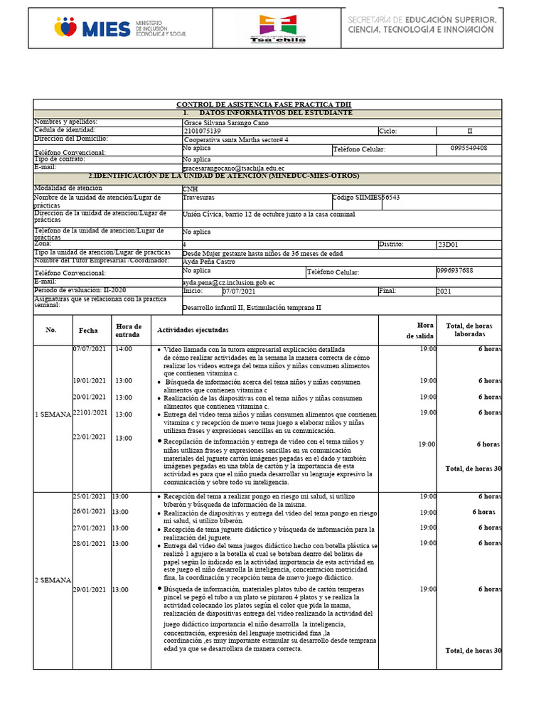 Ficha 3 Control de Asistencia Fase Practica | PDF