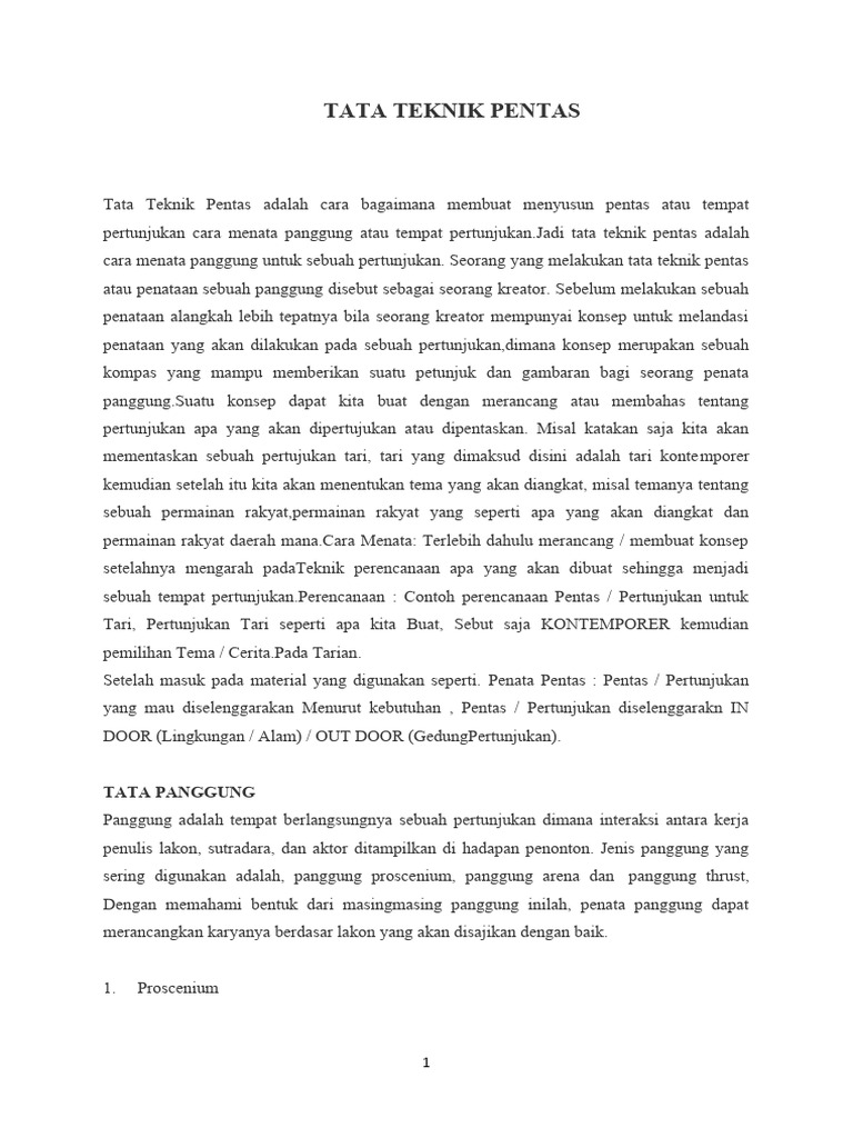 Tata Teknik Pentas | PDF