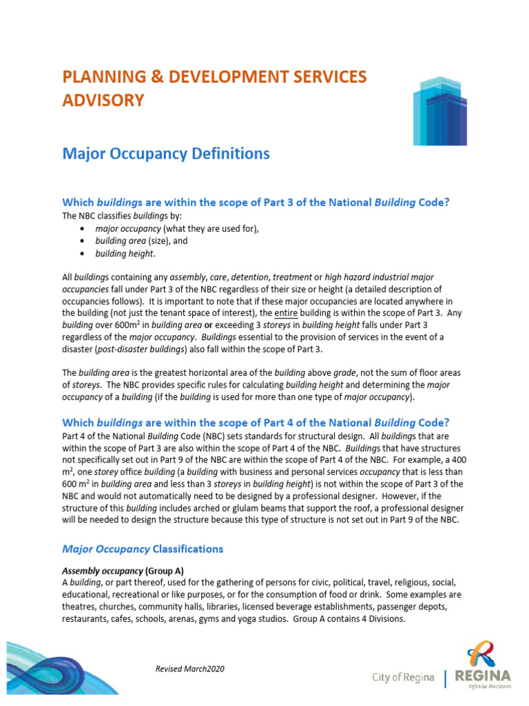Advisory Major Occupancy Definitions | PDF | Building