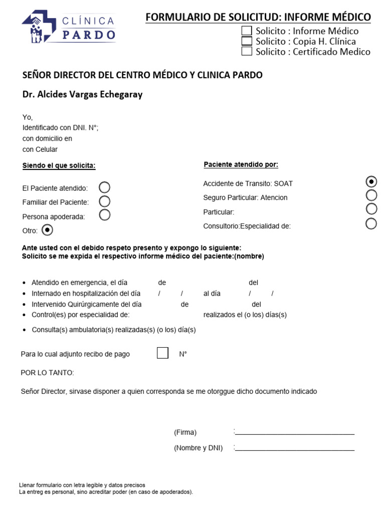 Solicitud Informe Medico | PDF | Ciencias sociales | Derecho