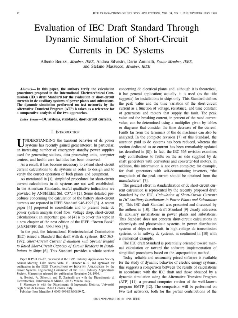 Evaluation of IEC Draft Standard Through | PDF | Direct Current | Electrical Network