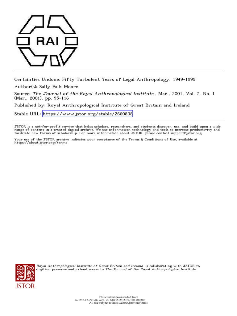 Moore CertaintiesUndoneFifty 2001 | PDF | Anthropology | Mediation