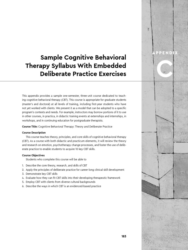 Appendix C | PDF | Psychotherapy | Cognitive Behavioral Therapy