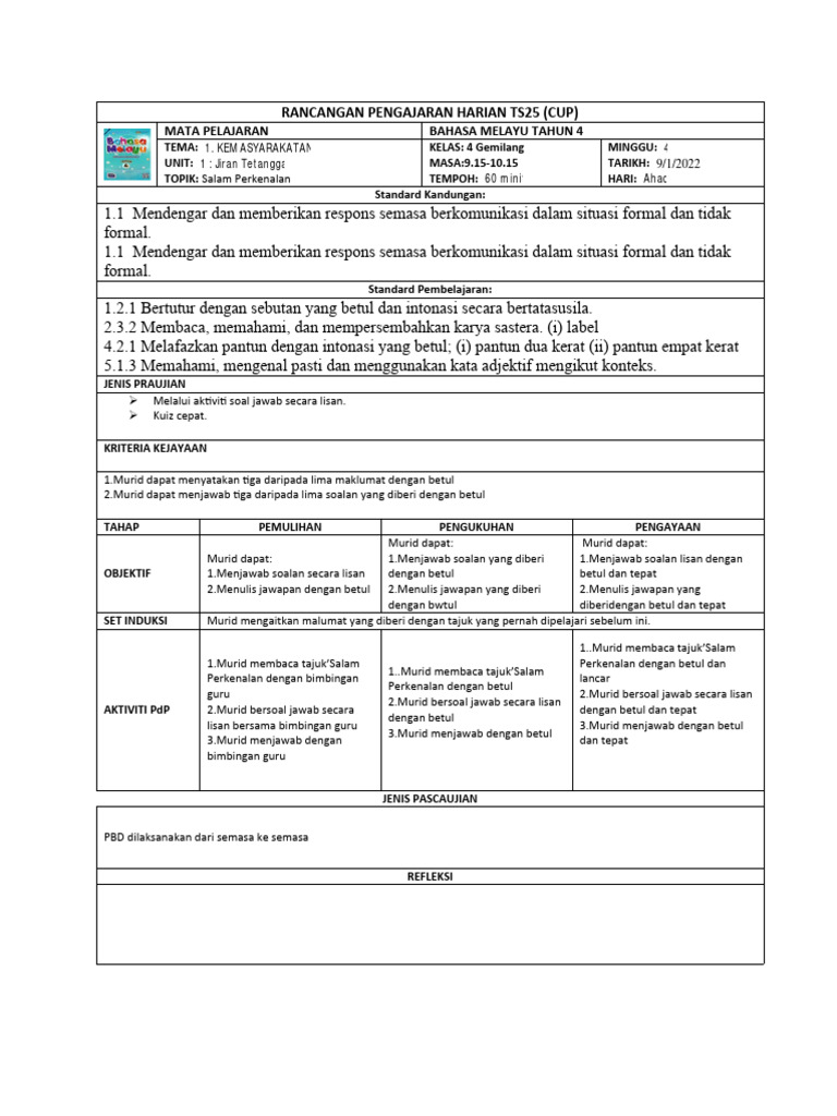 RPH Cup-Bm T4 (Tapak) - TS25 | PDF | Karier & Perkembangan