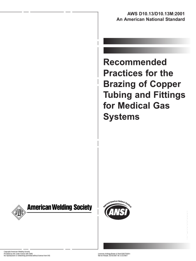 AWS D10.13-D10.13M - Ed.2001 - Recommended Practices For The Brazing of ...