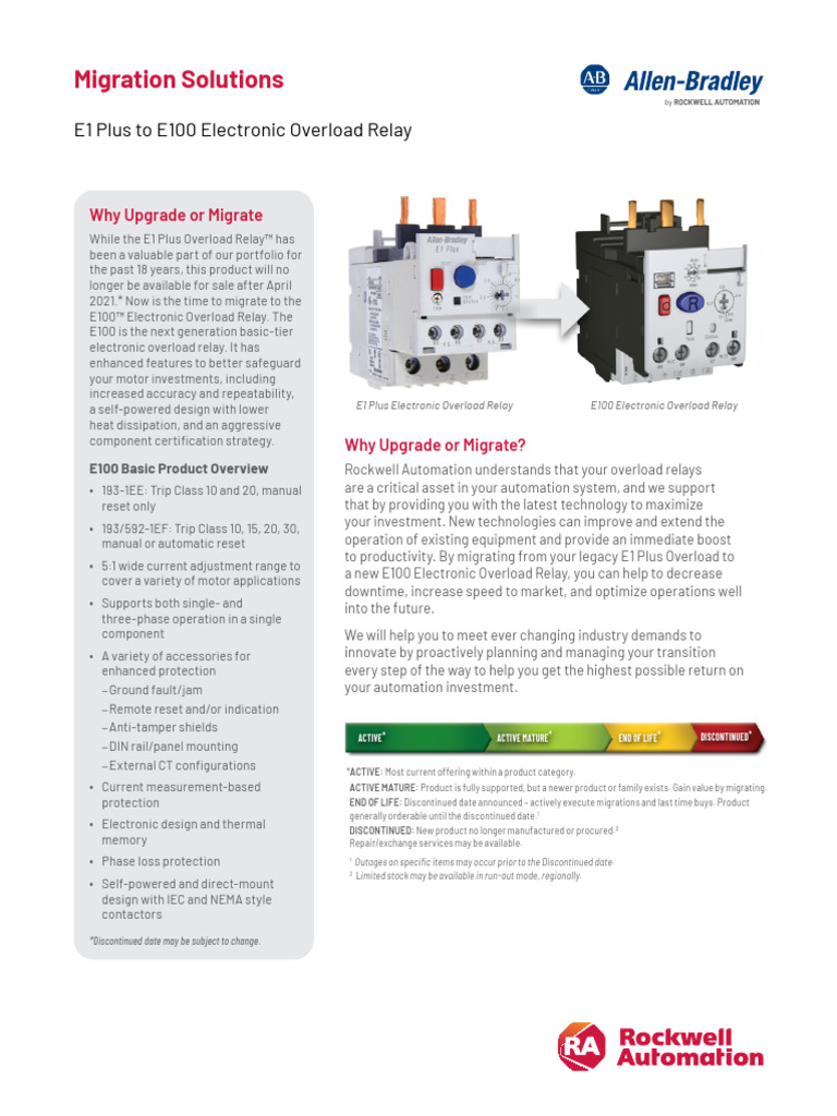 E1 Plus to E100 Electronic Overload Relay | PDF | Alternating Current ...