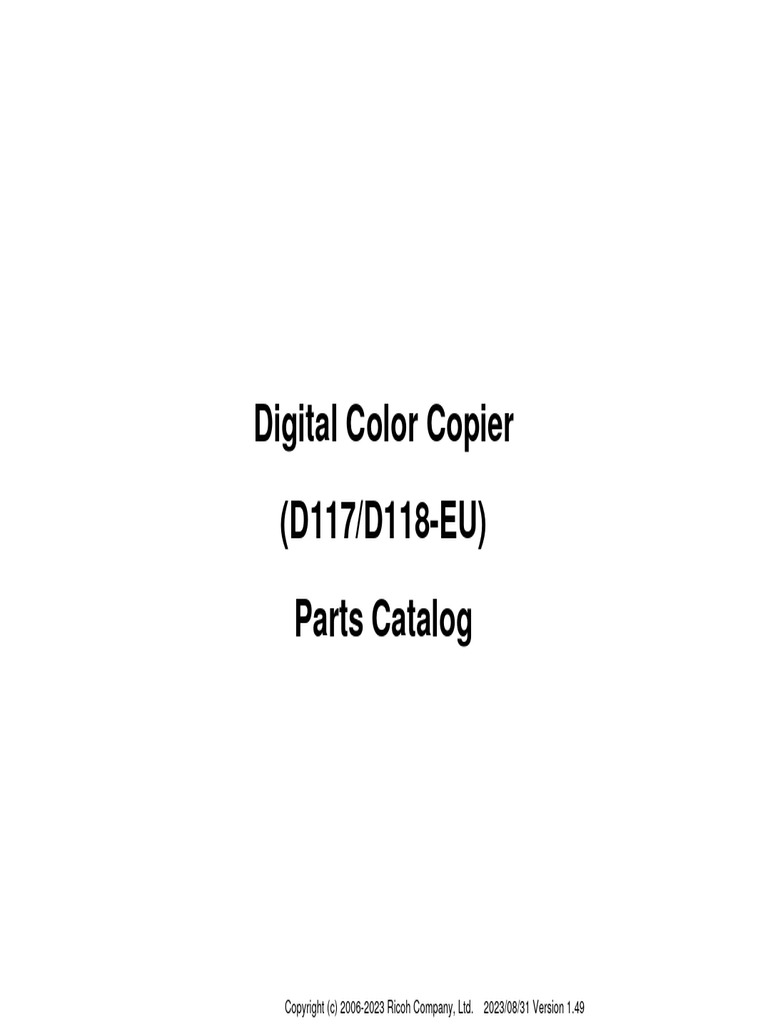 Digital Color Copier (D117/D118-EU) Parts Catalog | PDF | Photocopier ...