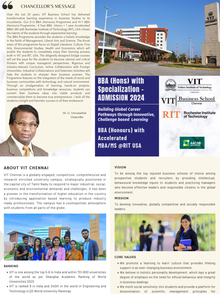 BBA Hons Brochure 2024 Chennai | PDF | Master Of Business ...