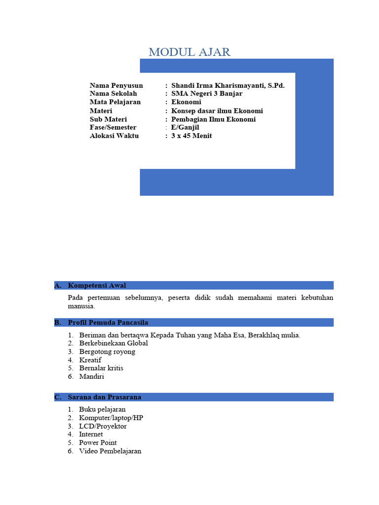 MODUL AJAR 10.1 e | PDF