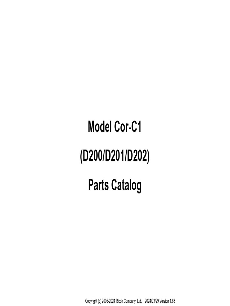 Model Cor-C1 (D200/D201/D202) Parts Catalog | PDF