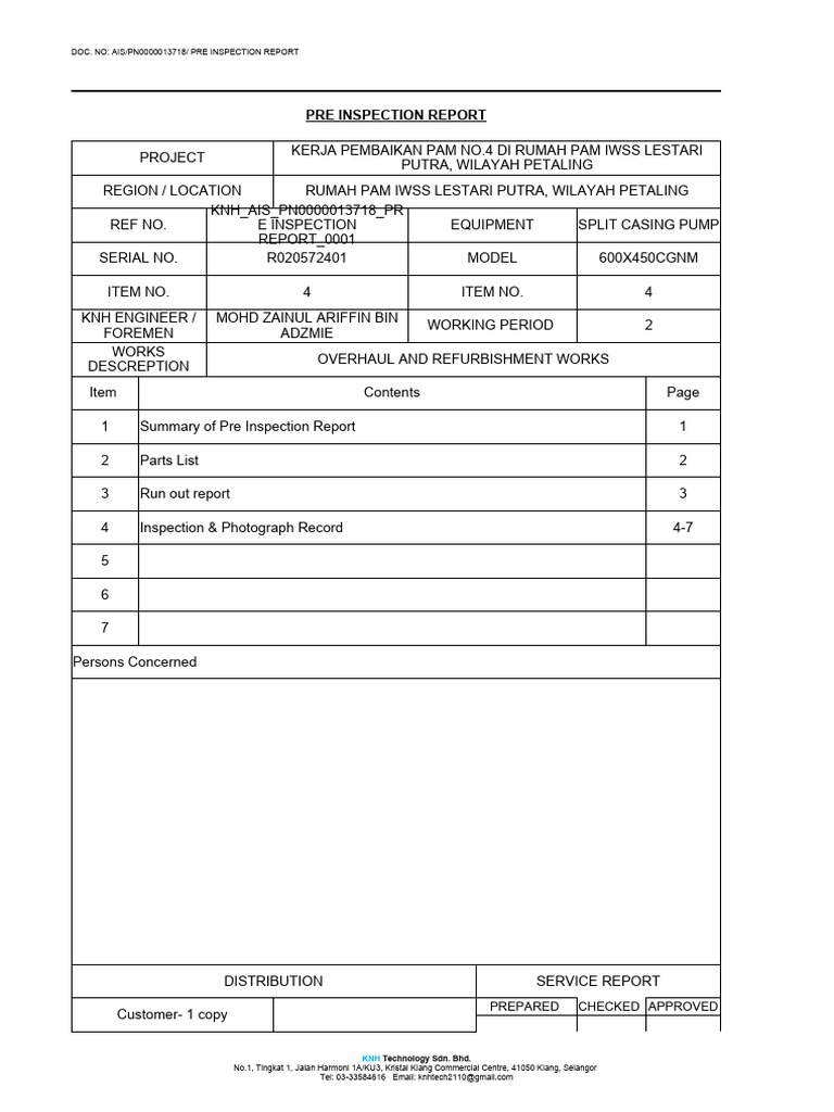04.pre - Inspection Report-Split Casing Sri Kembangan | PDF ...