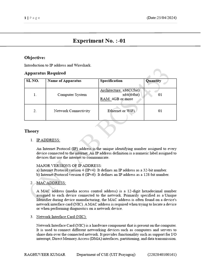 CS Exp1 | PDF | Internet Protocols | Network Interface Controller