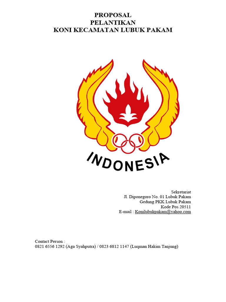 Proposal Pelantikan KONI | PDF