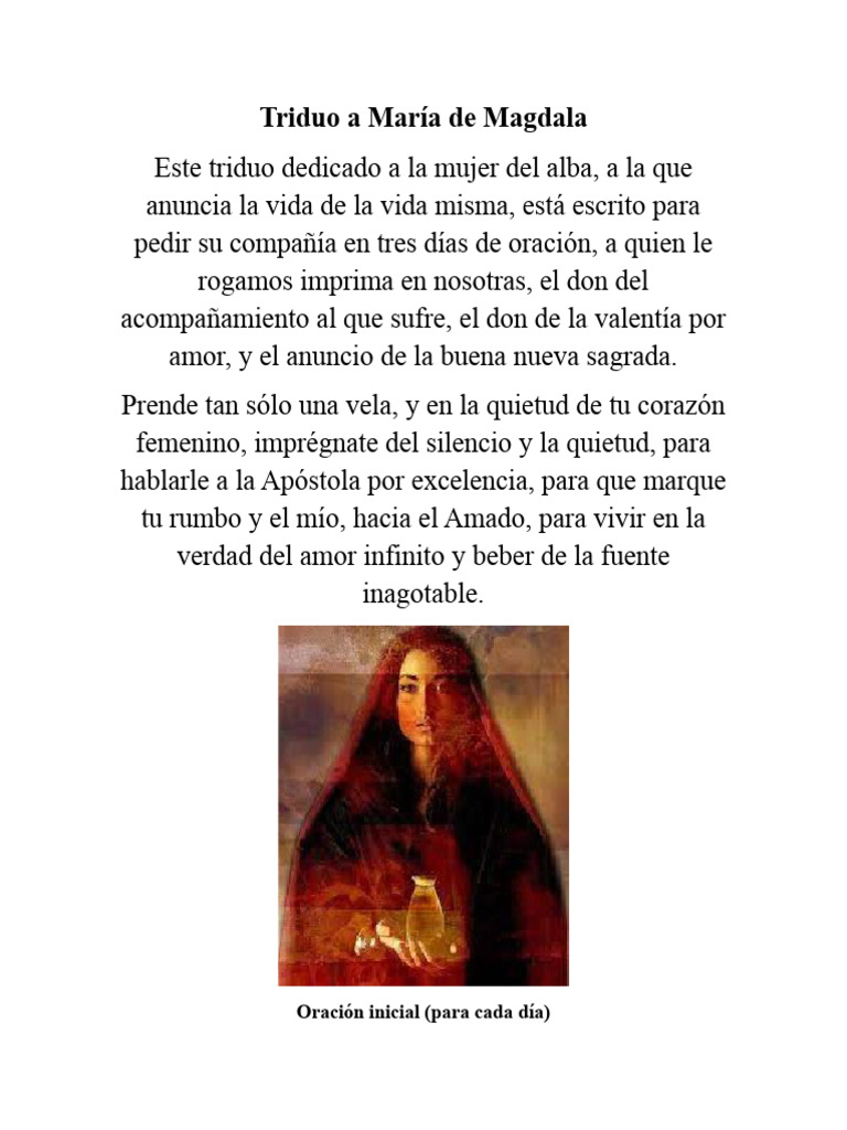 Triduo A María de Magdala | PDF | Jesús | Amor