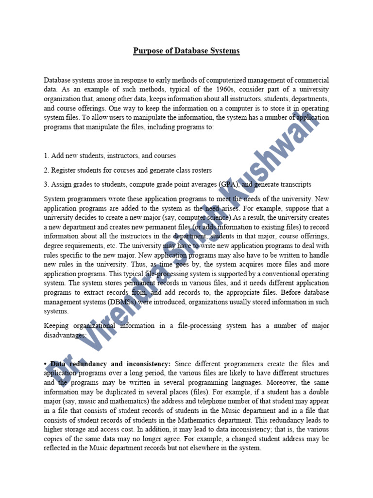 Purpose of Database Systems | PDF | Databases | Computer File