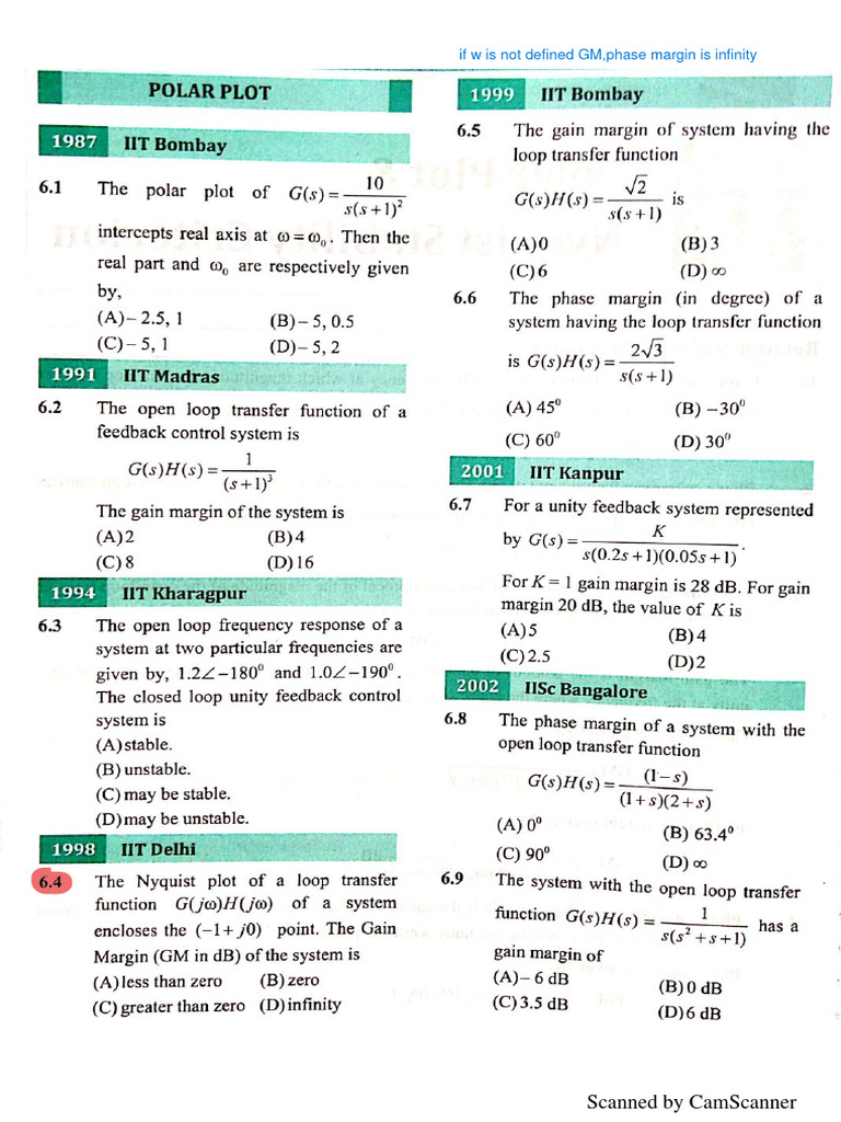 6 Polar Plot Pdf Feedback Control Theory