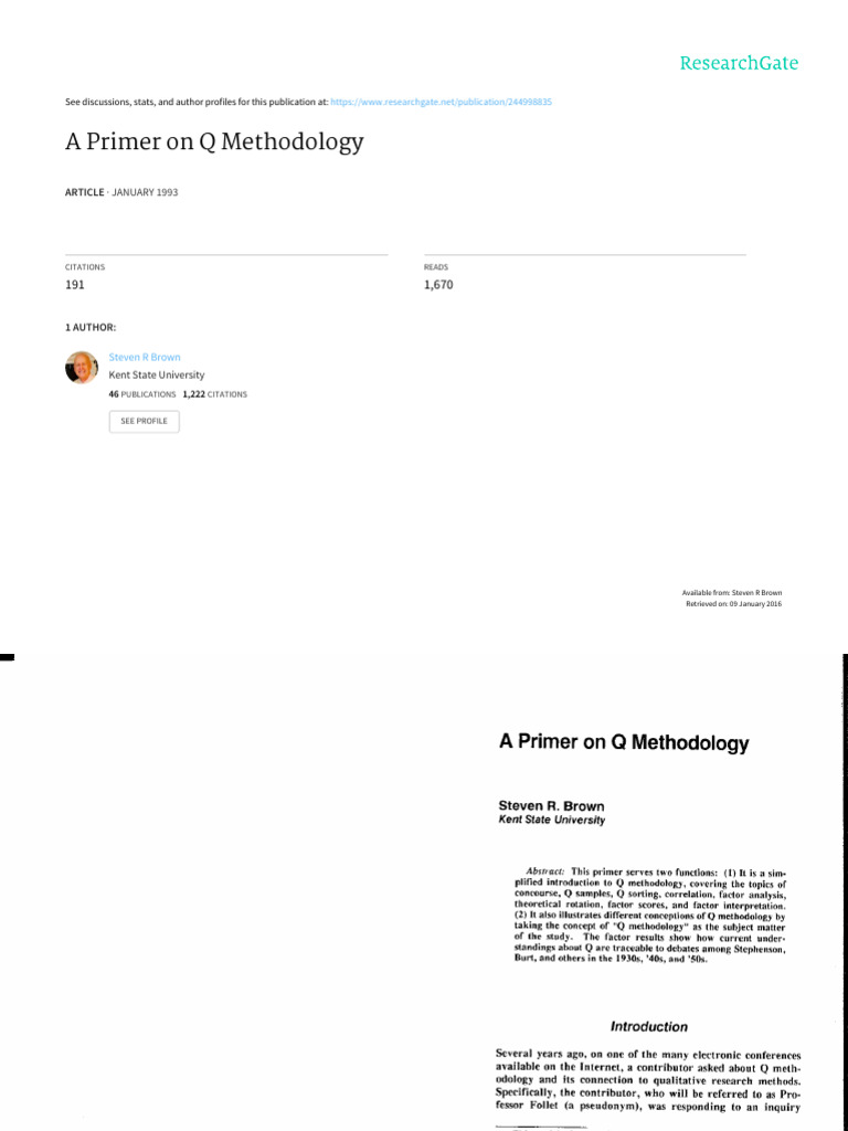 A Primer On Q Methodology | PDF | Methodology | Science