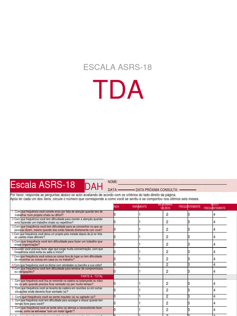 Escala TDAH Adultos ASRS-18 | PDF