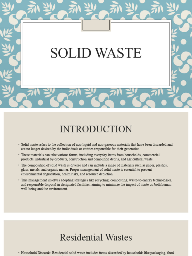Solid Waste | PDF | Municipal Solid Waste | Waste