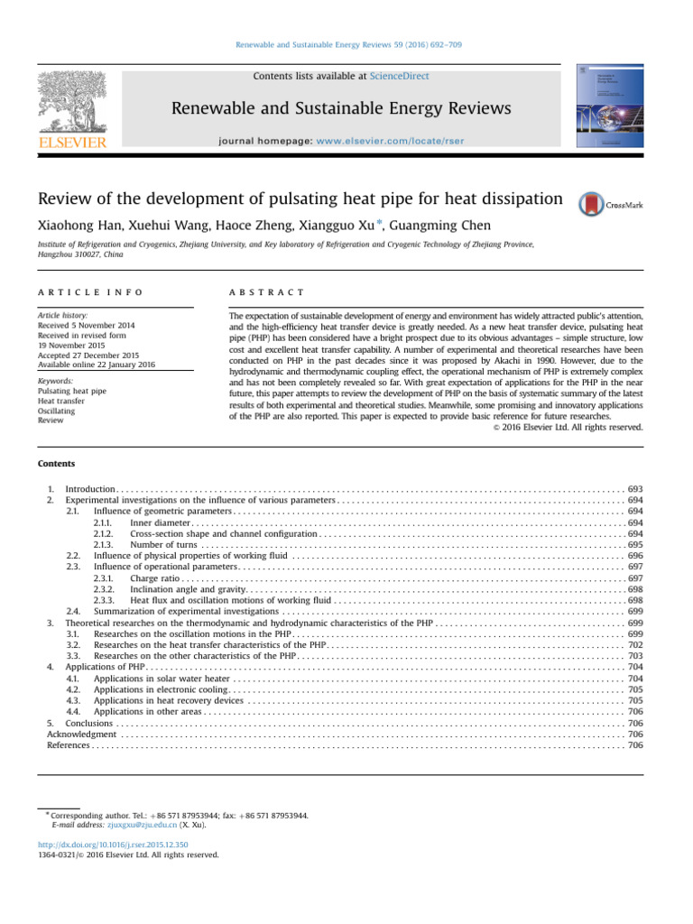 28 - Han 2016 - Review of The Development of Pulsating Heat Pipe For Heat Dissipation | PDF ...