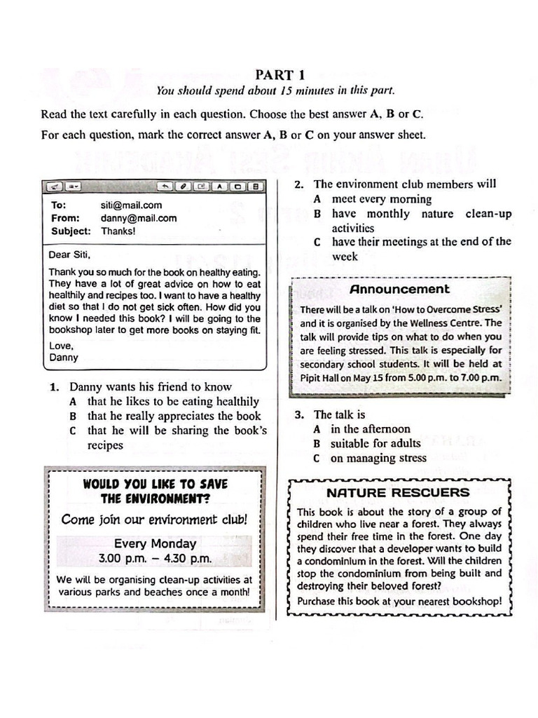 Form 2 English Arena Matriks Mid-Term Paper 1 & 2 | PDF