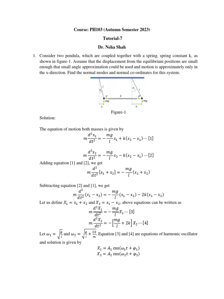 Tutorial7_solution | PDF | Damping | Oscillation