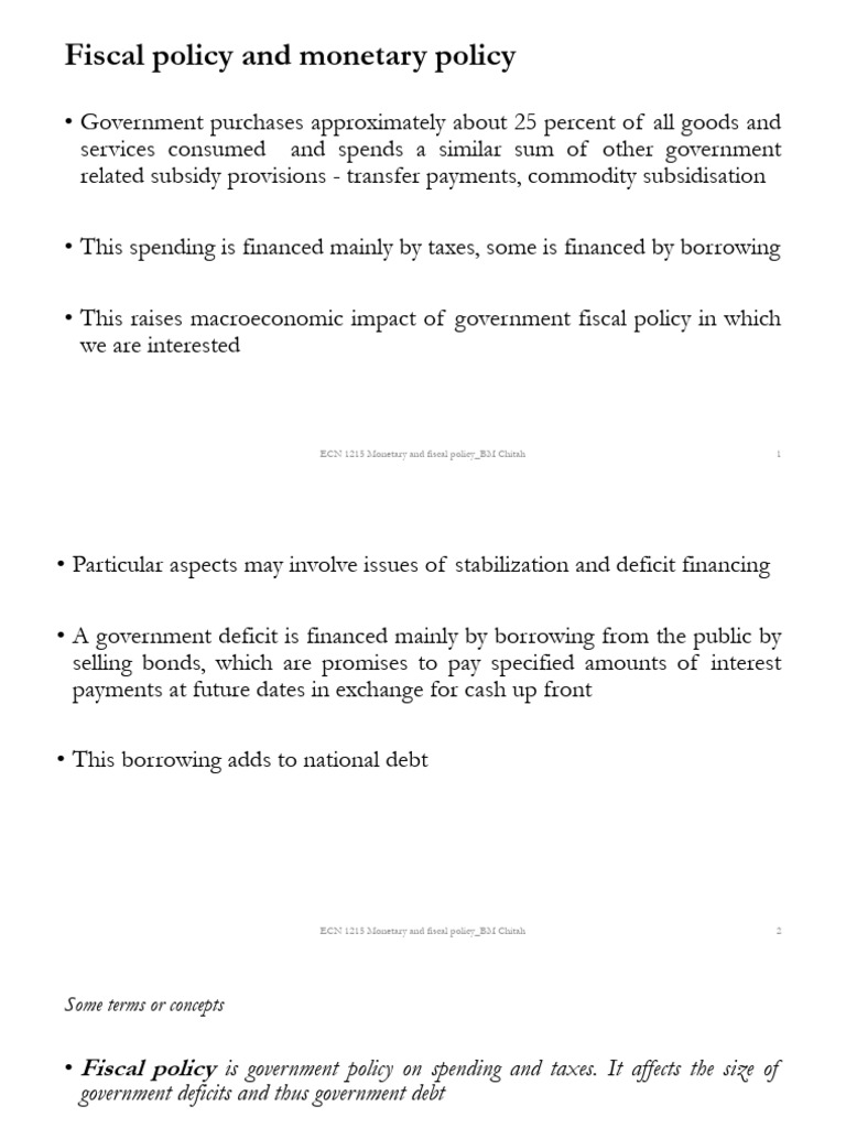 Lecture No 7 - Monetary Policy and Fiscal Policy | PDF | Fiscal Policy ...