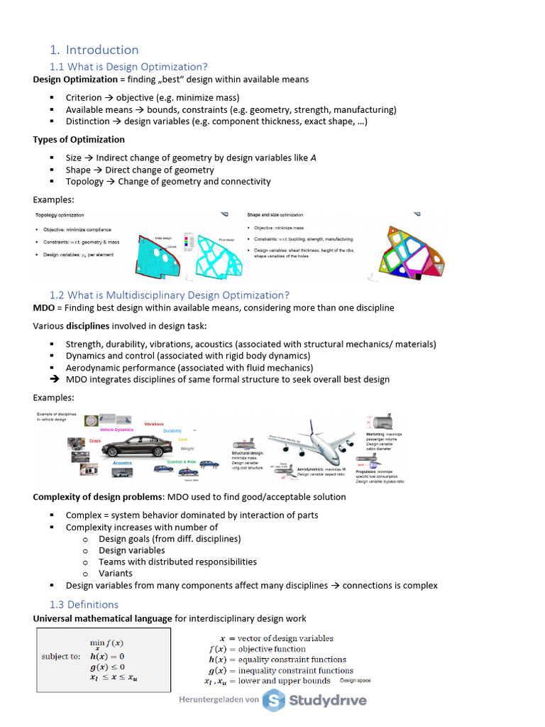 MDO Summary | PDF | Mathematical Optimization | Function (Mathematics)