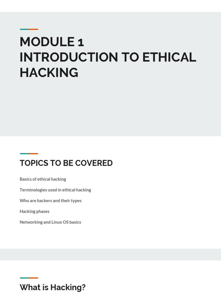Module 1 Introduction To Ethical Hacking | PDF | Security Hacker | Security Module 1 Introduction To Ethical Hacking | PDF | Security Hacker | Security