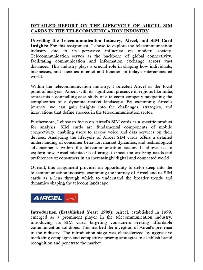 Aircel SIM Card Lifecycle Analysis | PDF | Pricing | Telecommunications