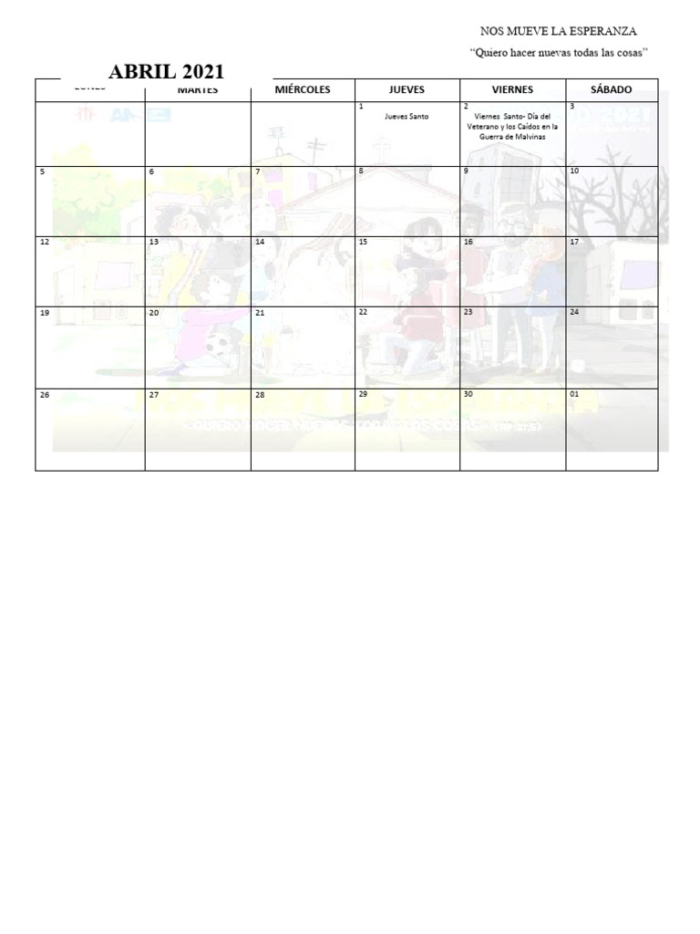 Calendario Abril | PDF