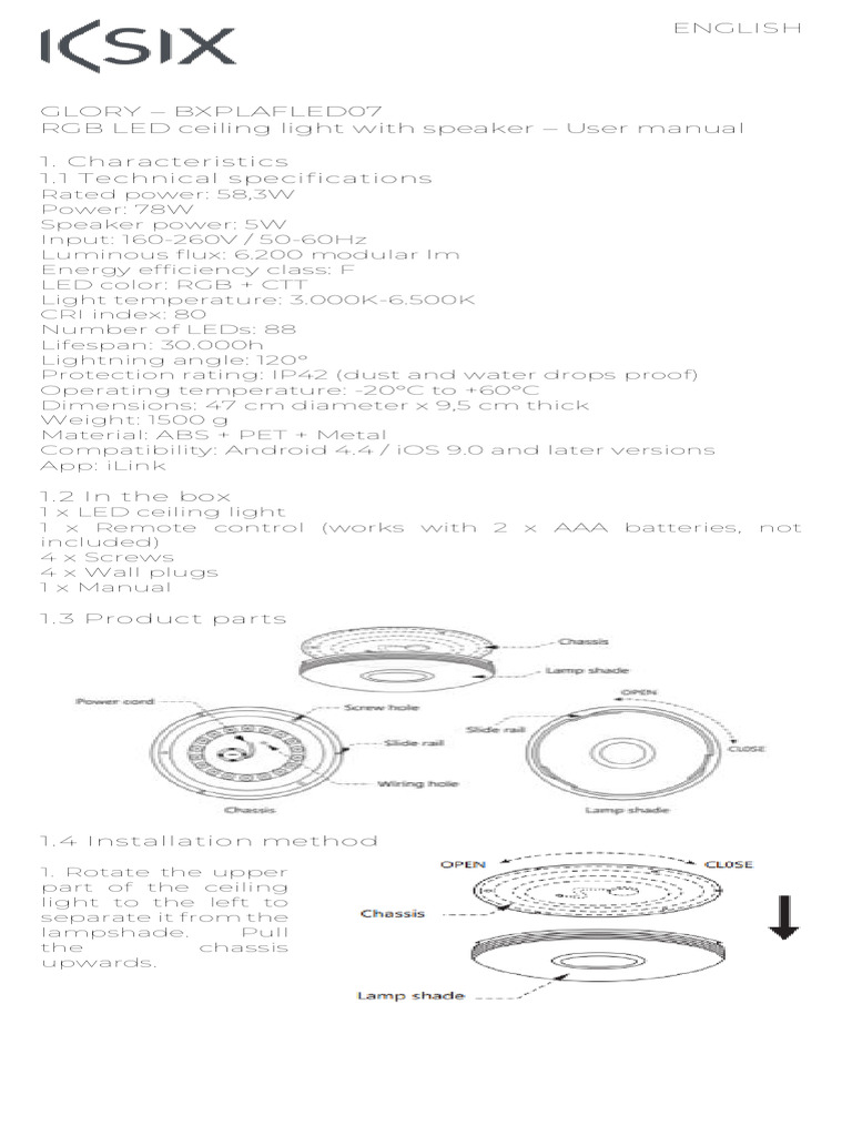 RGB LED Ceiling Light With Speaker - User Manual | PDF | Mobile App ...