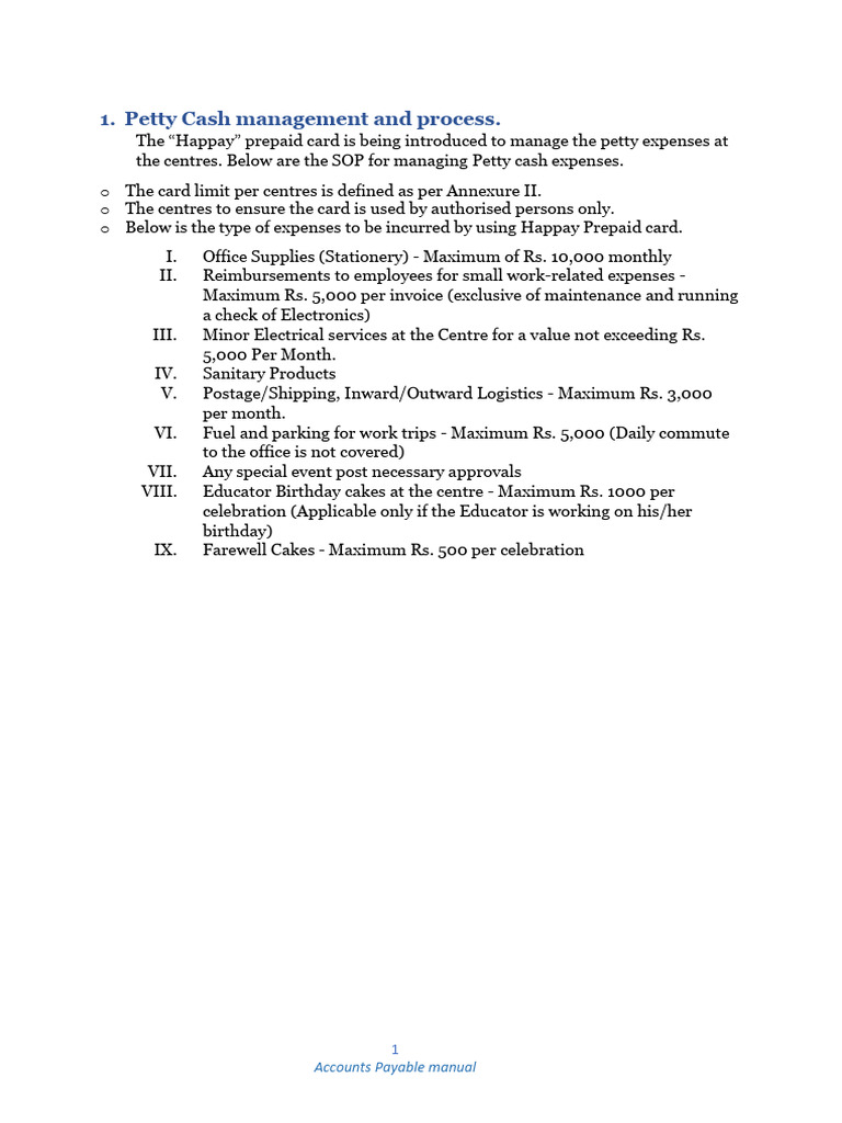 Petty cash policy | PDF | Accounts Payable