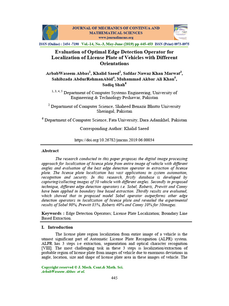 Evaluation of Optimal Edge Detection Operator For Localization of ...