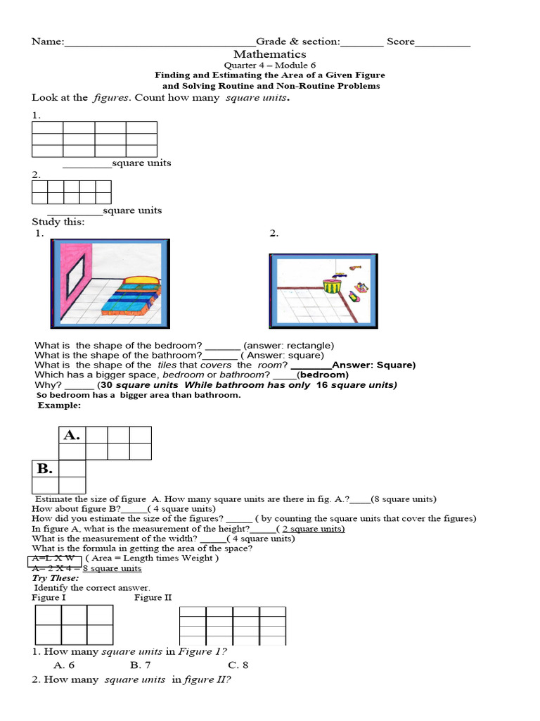 Mathematics 2 Module Quarter 4 Week 6 | PDF | Area | Length