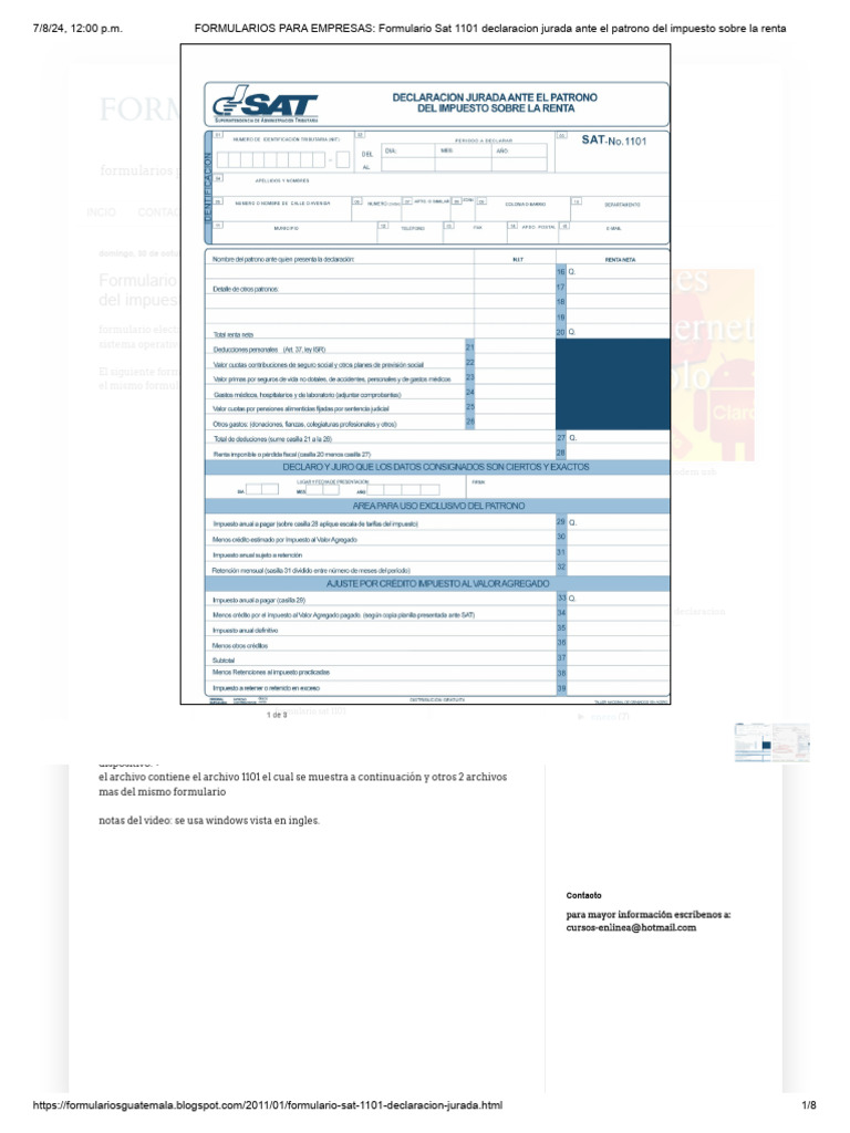 Guía del Formulario SAT 1101 | PDF | Impresora (Computación) | Archivo ...