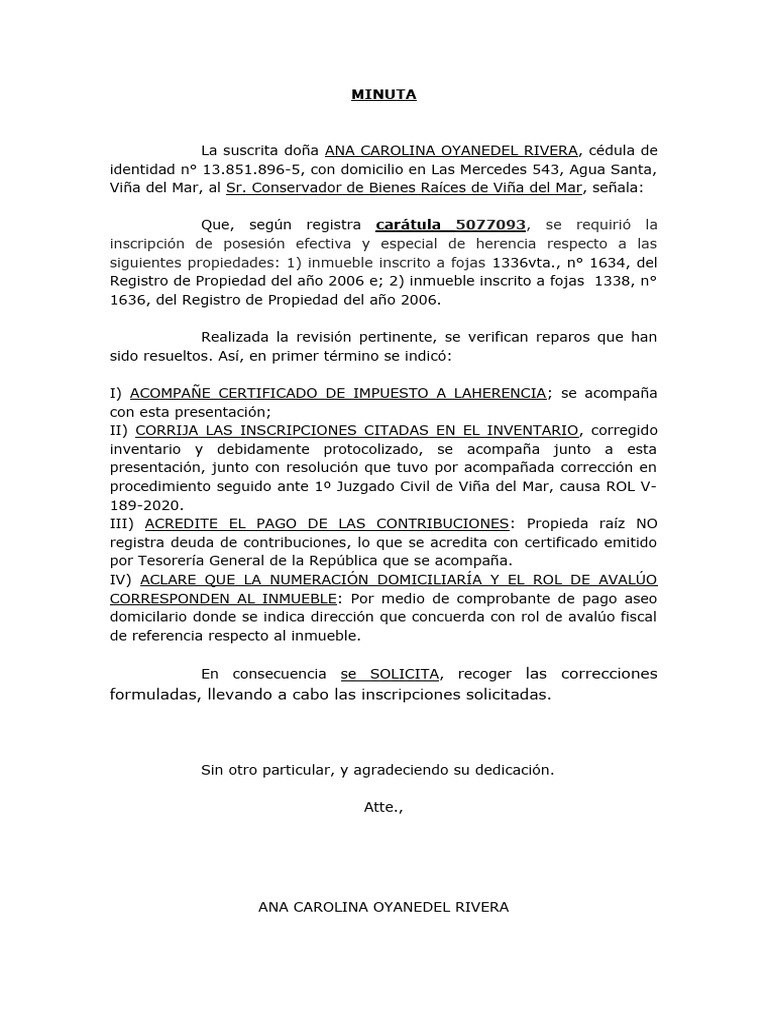 Minuta CBR Ana Oyanedel | PDF