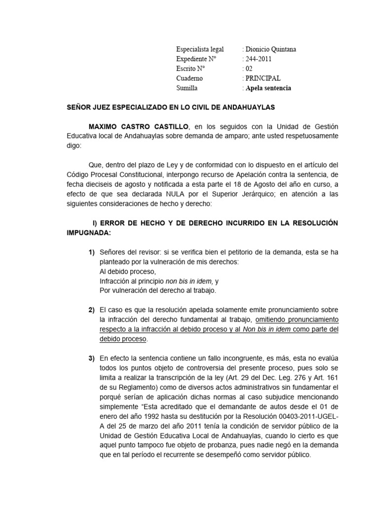 Maximo Castro Castillo | PDF | Debido al proceso | Sentencia (ley)
