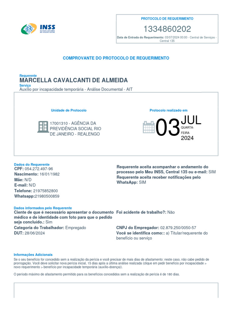 modelo comprovante inss | PDF