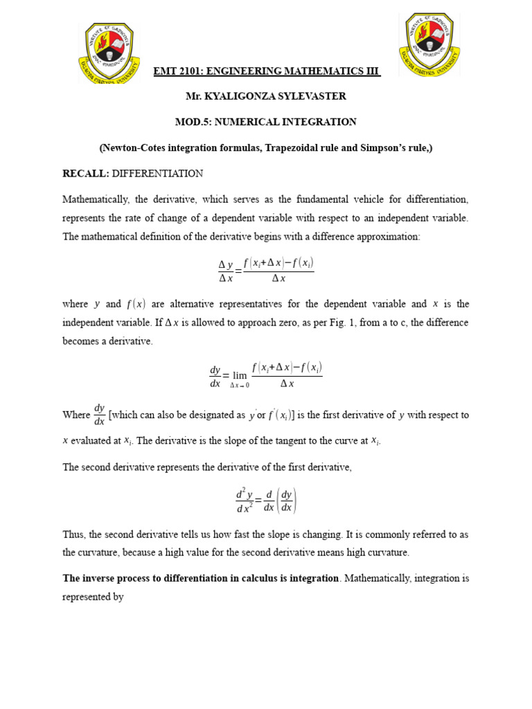 L5 Emt 2101 Engineering Mathematics Iii | PDF | Derivative | Integral