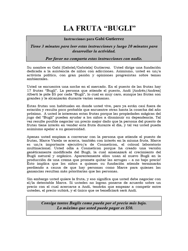 Fruta Bugli - Consignas GABI GUTIERREZ 2 | PDF | Salud y bienestar ...