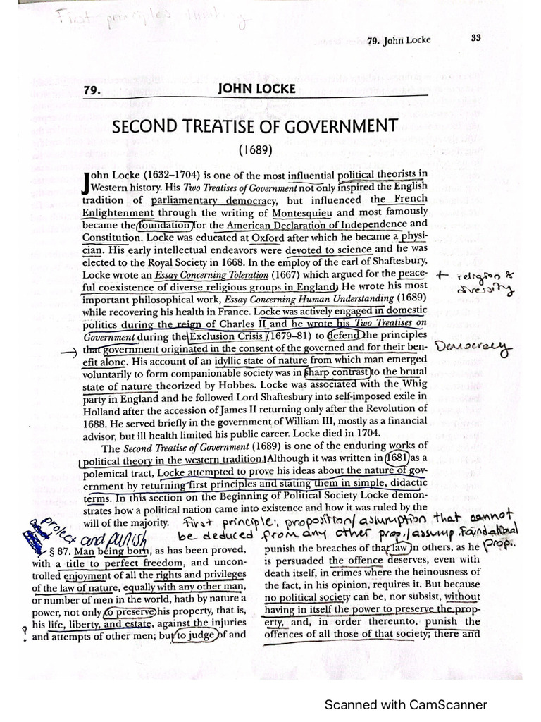John Locke, Second Treatise of Government | PDF