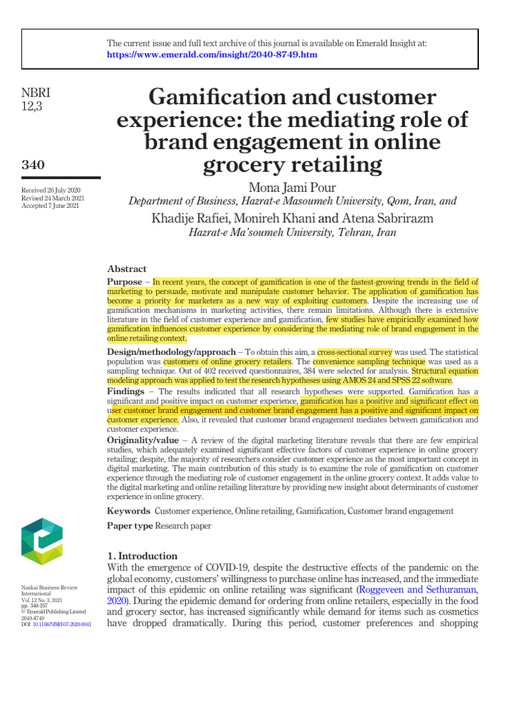 Jami Pour Et Al (2021) | PDF | Customer Experience | Brand