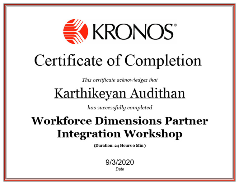 Workforce Dimensions Workshop Certificate | PDF | Business | Finance ...